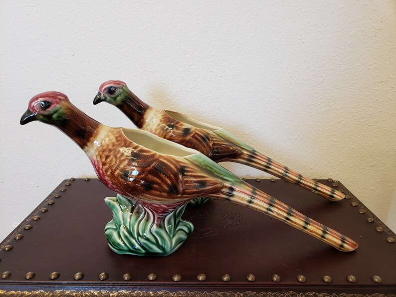 Pair Ceramic Pheasant Planter Vases / Mid Century Home / | Etsy