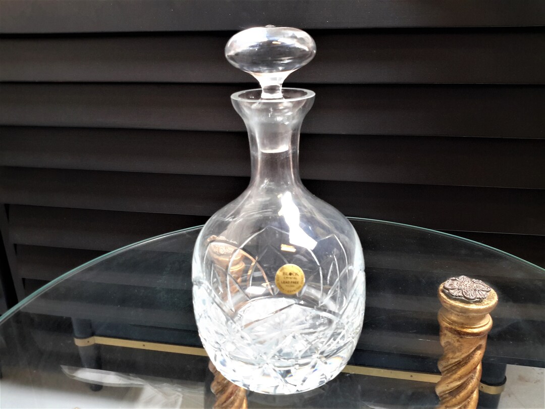 Block Cut Crystal Decanter Barware Mouth Blown Poland Original Label ...