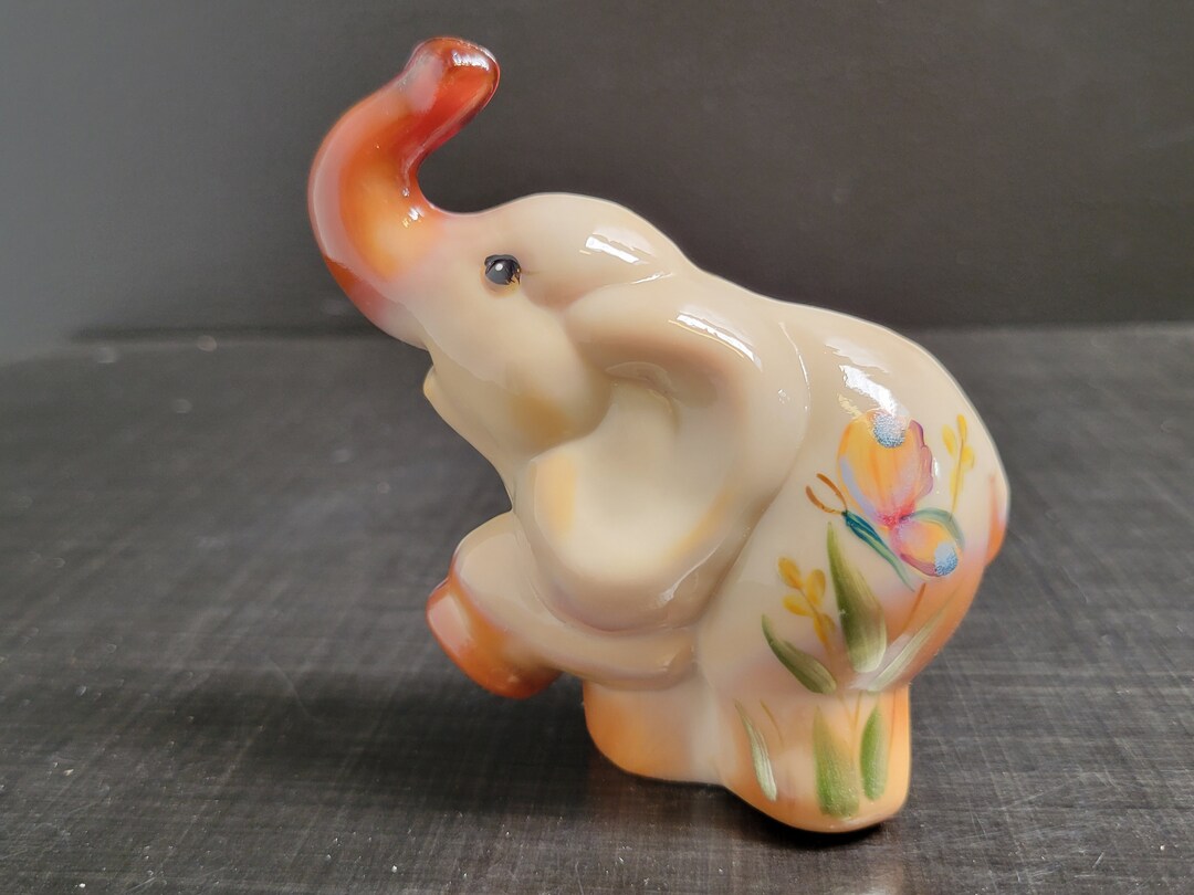 Fenton Chocolate Glass Elephant ~ Slag Glass Figurine ~ Fenton Critters ...