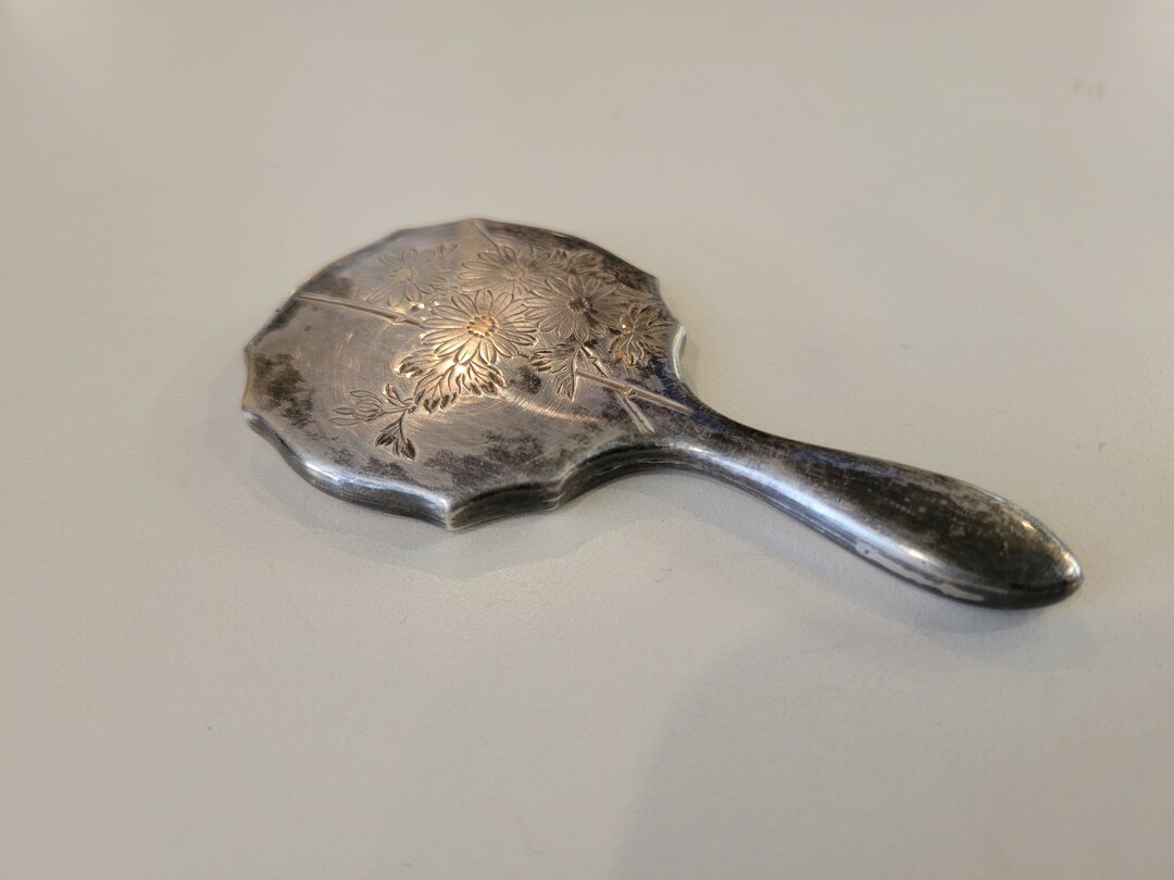 Sterling Silver Purse Hand Mirror / Small Antique Compact - Etsy