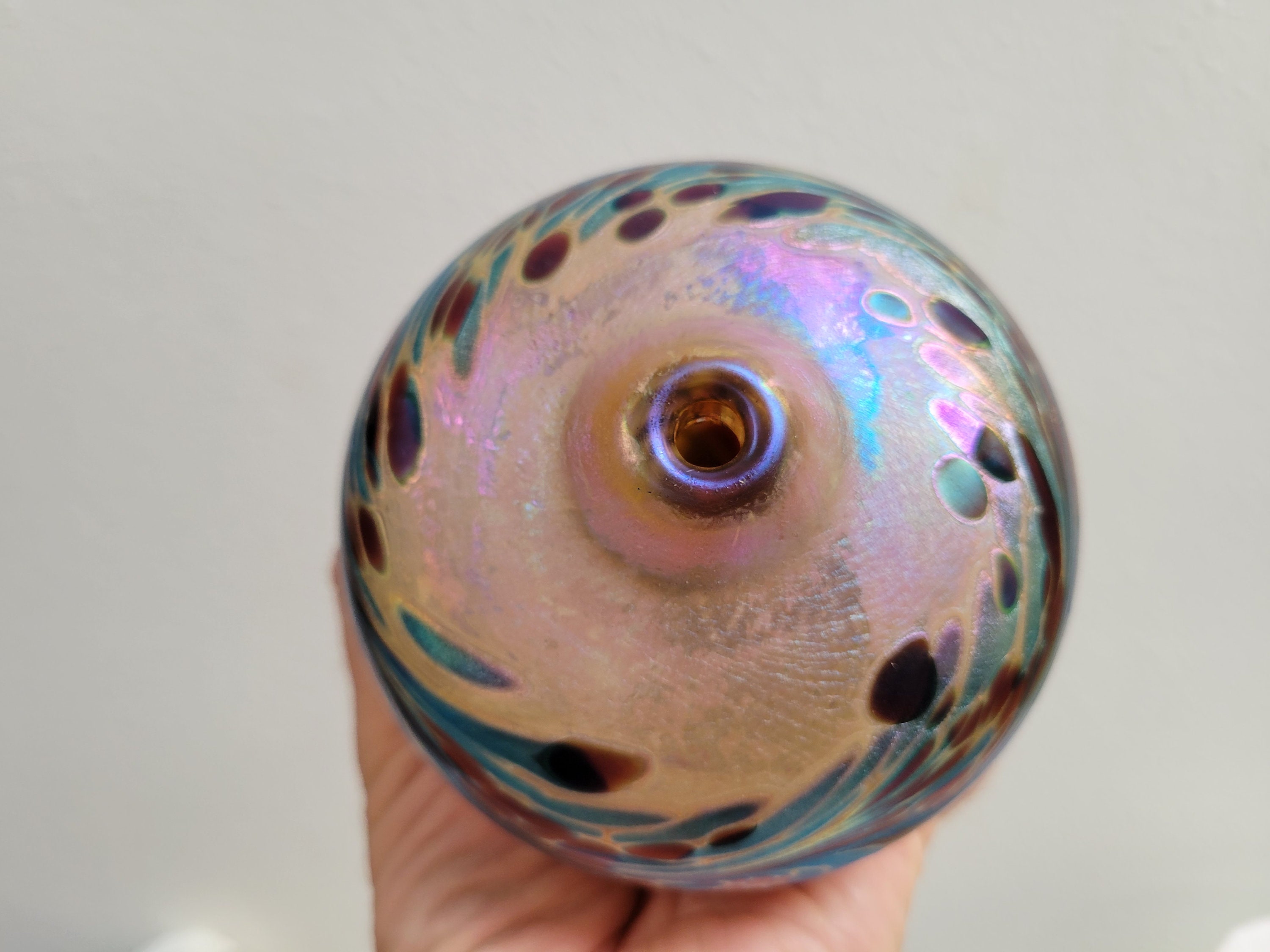 Brian Maytum Art Glass Oil Spot Lamp ~ Signed by Artist ~ Blue, Brown ...