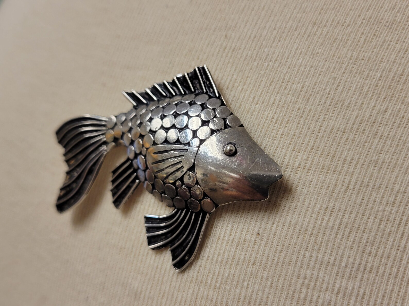 Sterling Silver Fish Brooch / Handcrafted Silversmith Brooch / 9 Grams ...