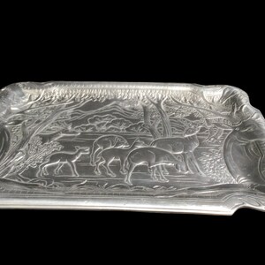 Vintage 1982 Arthur Court Elk Herd Oblong Tray ~ 24 1/2" Aluminum ...