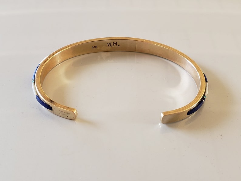 Wilbur Musket 14K Gold Gemstone Cuff Bracelet / Navajo Gold | Etsy