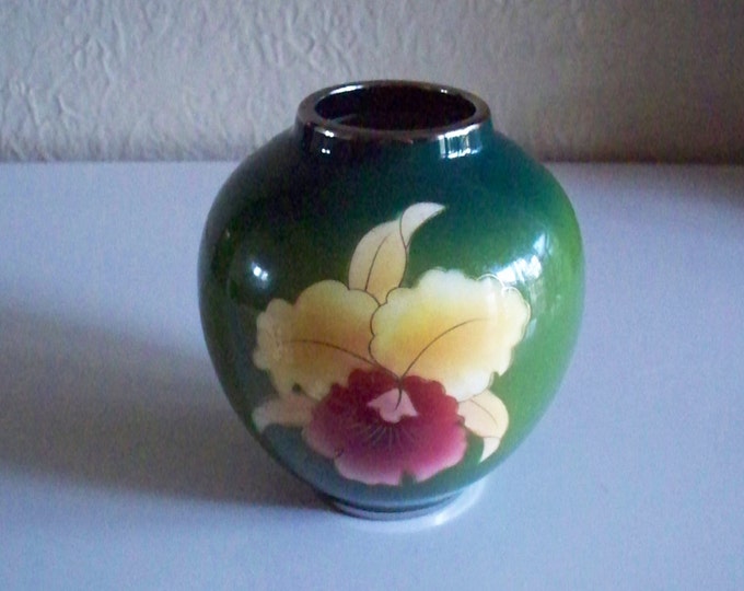 Vintage Japanese Shippo Fuji Clos Vase Vibrant Floral Design Yellow ...