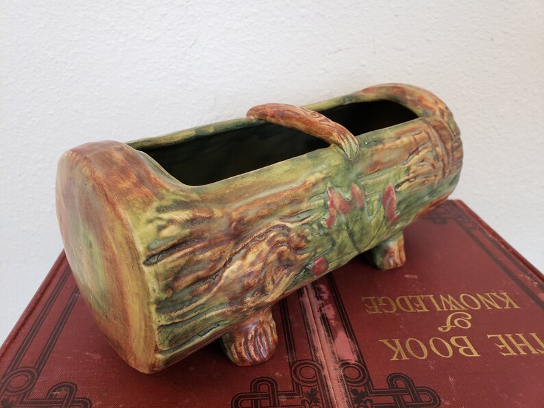 Weller Woodcraft Pottery Leaf Log Planter Box Vase / Organic - Etsy