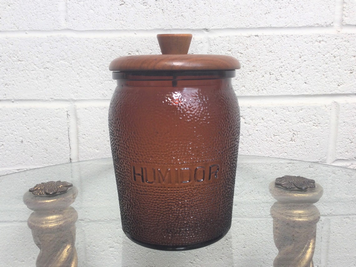 Dun-rite Glass Humidor Amber Glass Humidor Tobacconist - Etsy