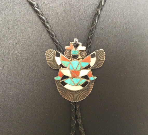 1950's Zuni Knife Wing Bolo Tie by Alonzo Hustito - Gem
