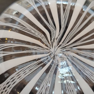 Murano Latticino Ribbon Glass Handled Dish Bucella Cristalli Italian ...