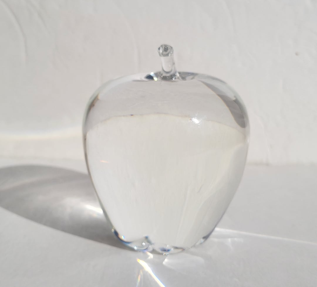 Signed Steuben Art Glass Apple Paperweight ~ Office Desk Decor ~ Home ...