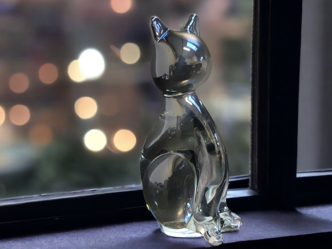 Murano Glass Cat Figurine Made in Italy Vintage 5 Smoky Blown Glass ...