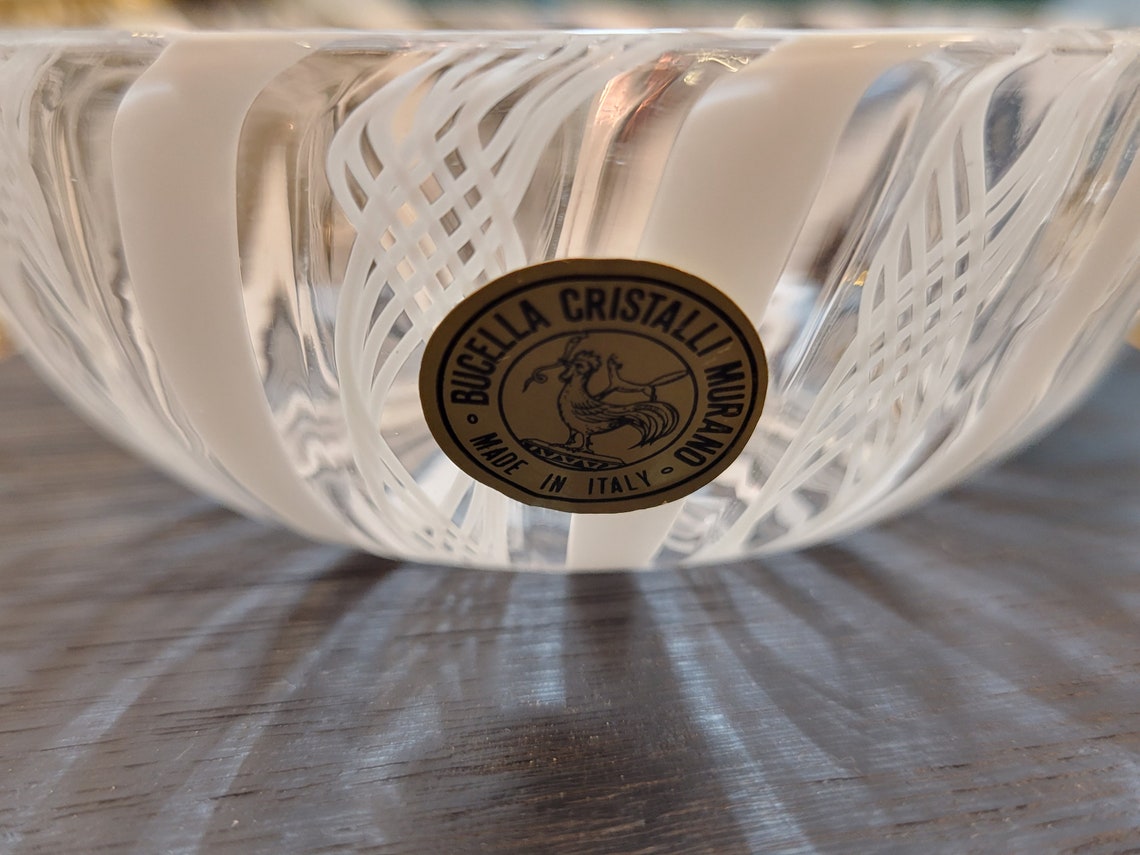 Murano Latticino Ribbon Glass Handled Dish Bucella Cristalli - Etsy