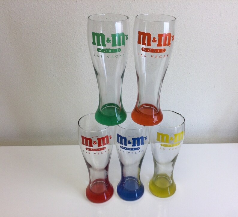M&m's World Pilsner Glasses Set of 5 Novelty Barware - Etsy