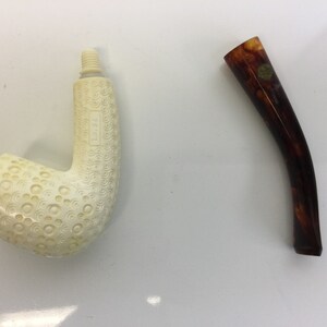 CAO Meerschaum Unused Hand Carved Pipe Circles & Spirals W Case Signed ...