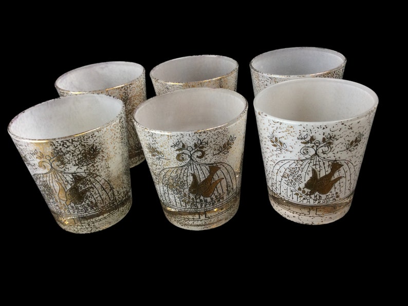 Georges Briard Barware Bird in Cage Suburban Glasses Set of 6 - Etsy