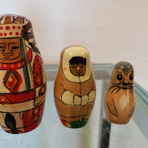 Alaskan Nesting Dolls / 5 Piece Russian Matryoshka / Park Ranger Eskimo ...