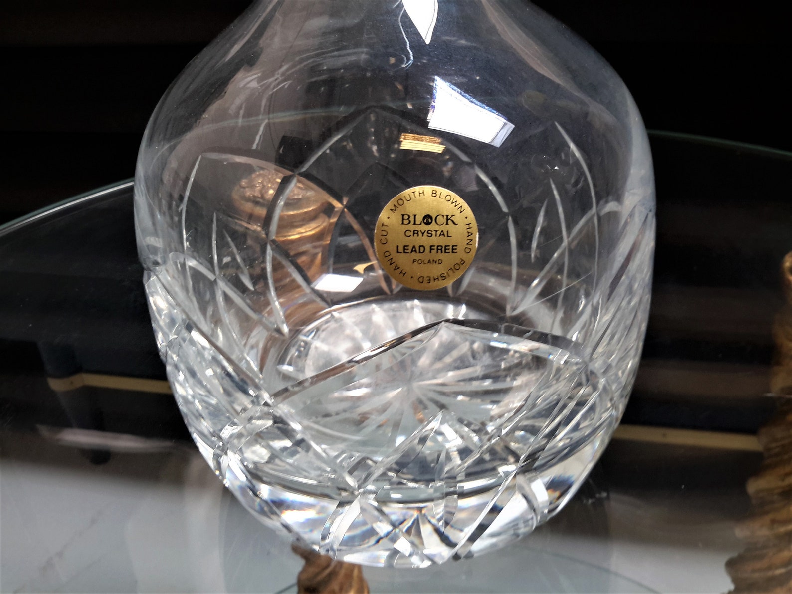 Block Cut Crystal Decanter Barware Mouth Blown Poland Original Label ...