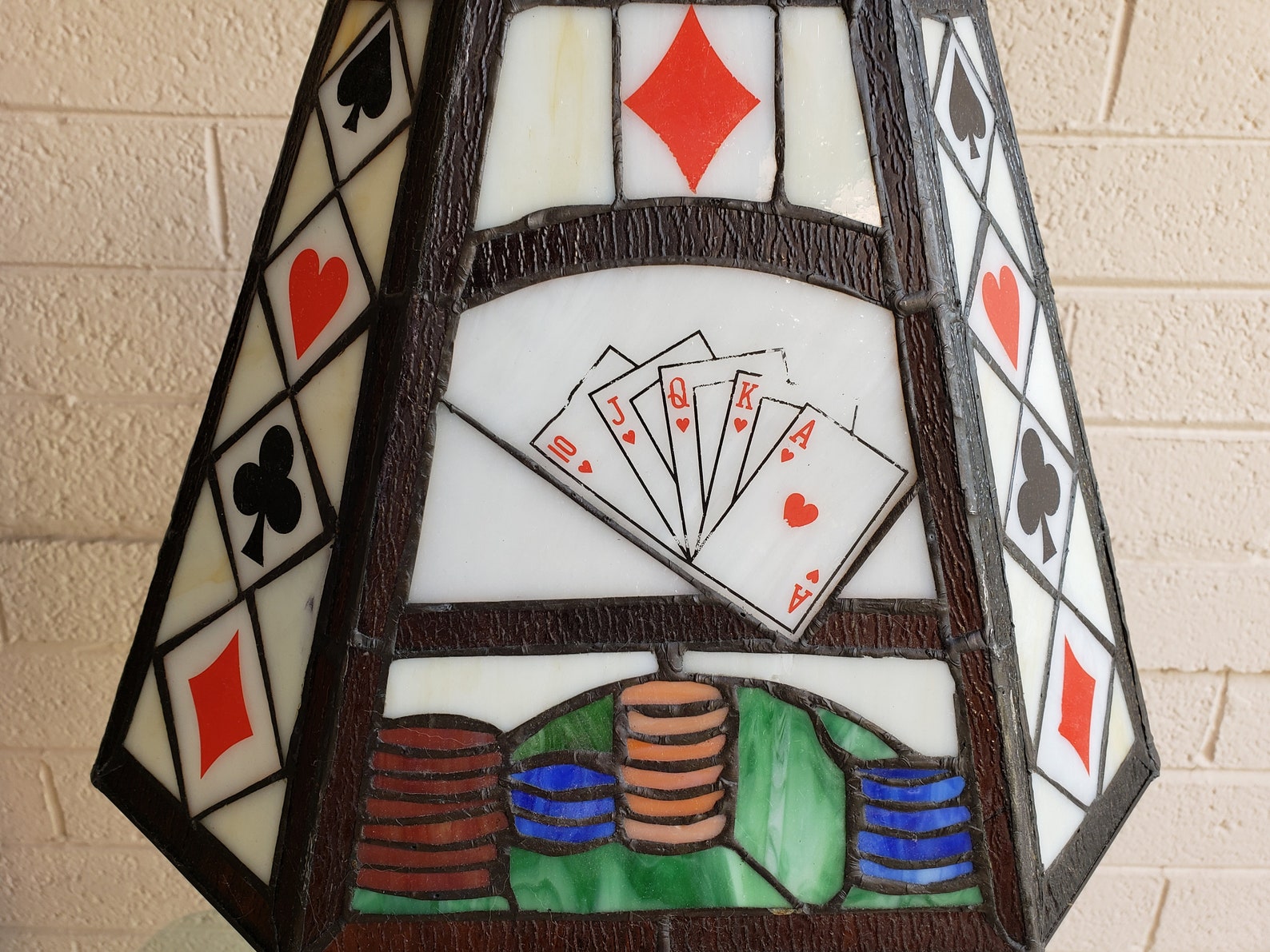 Stained Glass Poker Lamp / Royal Flush Playing Cards Gambling - Etsy