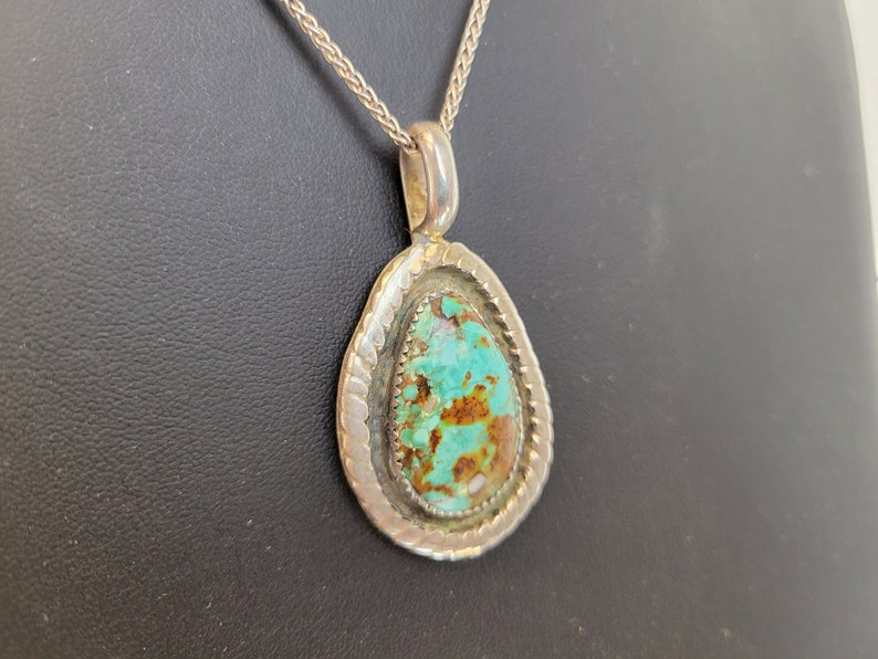Handcrafted Nevada Turquoise Sterling Silver Pendant Necklace" 18 ...