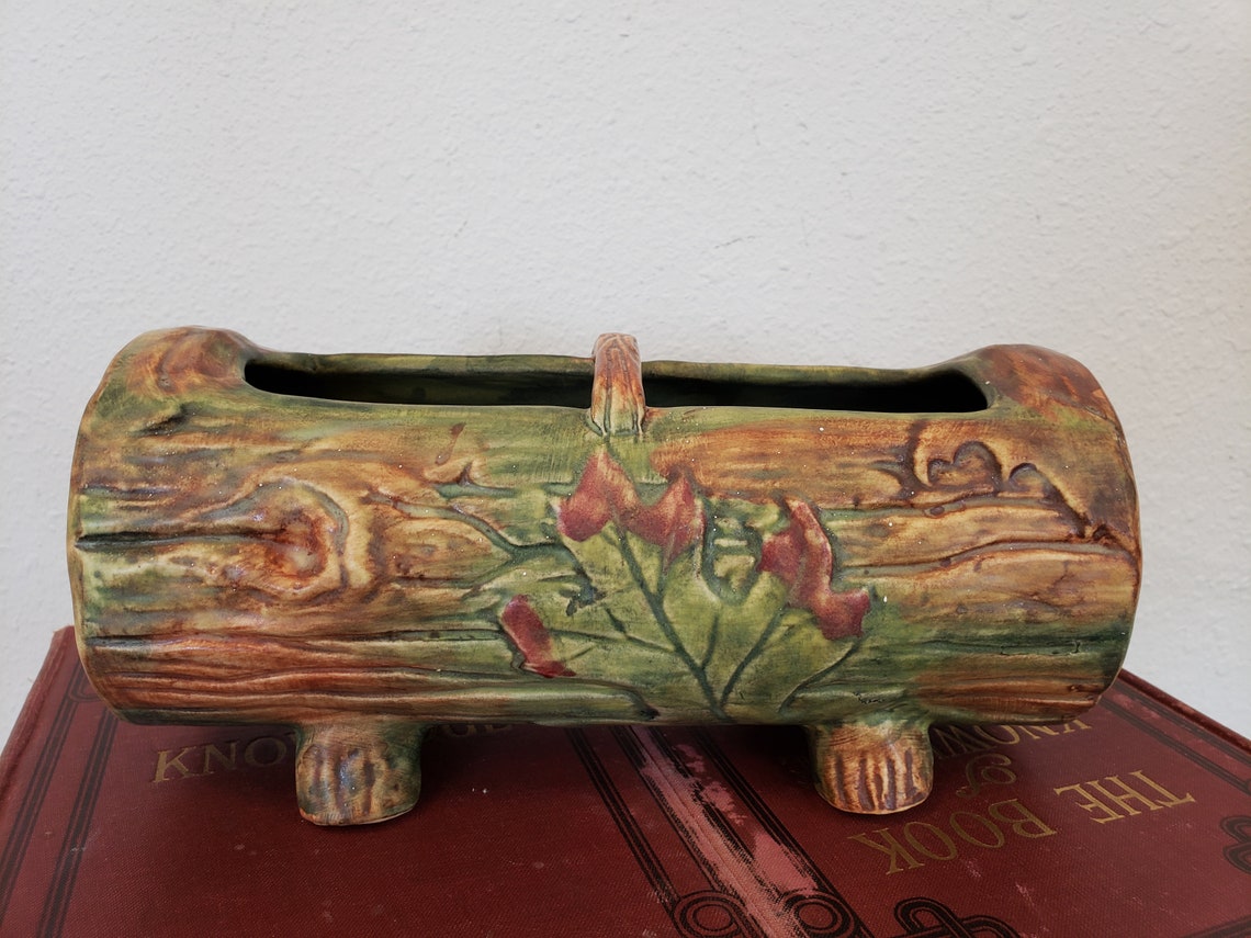 Weller Woodcraft Pottery Leaf Log Planter Box Vase / Organic - Etsy
