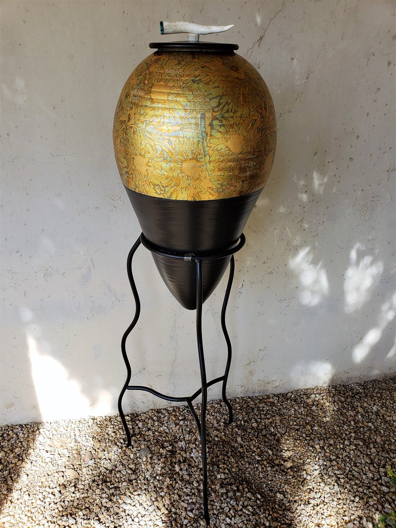 Michael Weinberg Raku Vessel Antler Handle Raku Pottery - Etsy