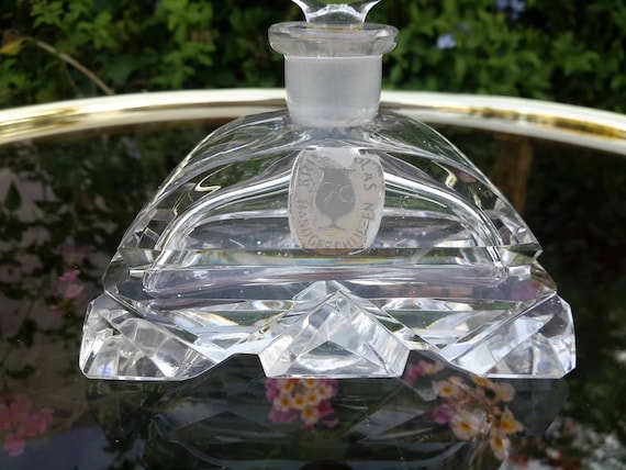 German Cut Crystal Perfume Bottle / Large Pendalogue … - Gem
