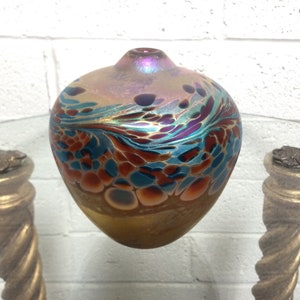 Brian Maytum Art Glass Oil Spot Lamp ~ Signed by Artist ~ Blue, Brown ...