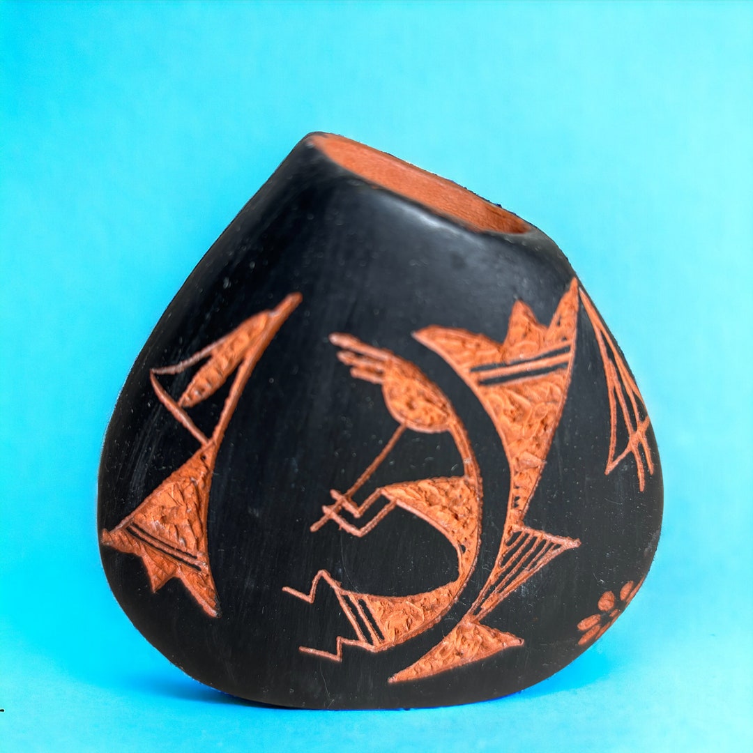 Acoma Pottery Signed Ascencio ~ Kokopelli Design ~ 3 1/2" Native ...