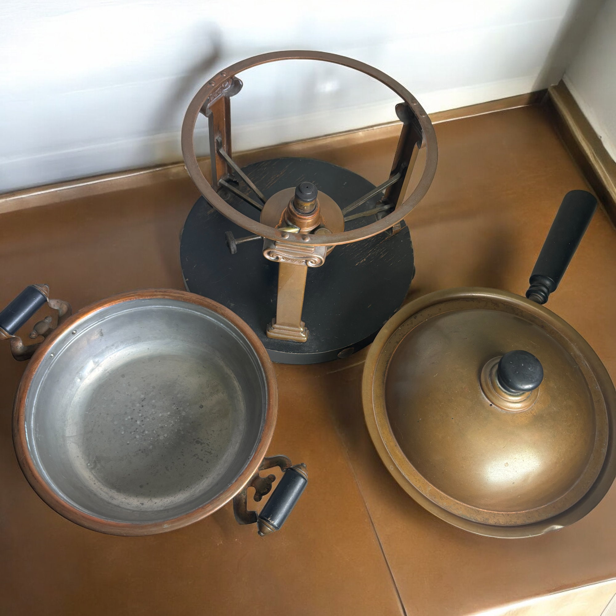 Sternau & Co Copper Chafing Dish ~ Antique Chafing Dish Set W Wooden ...