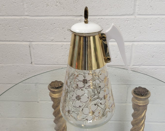 Fred Press Glass Coffee Carafe Mid Century Kitchen Gold & - Etsy