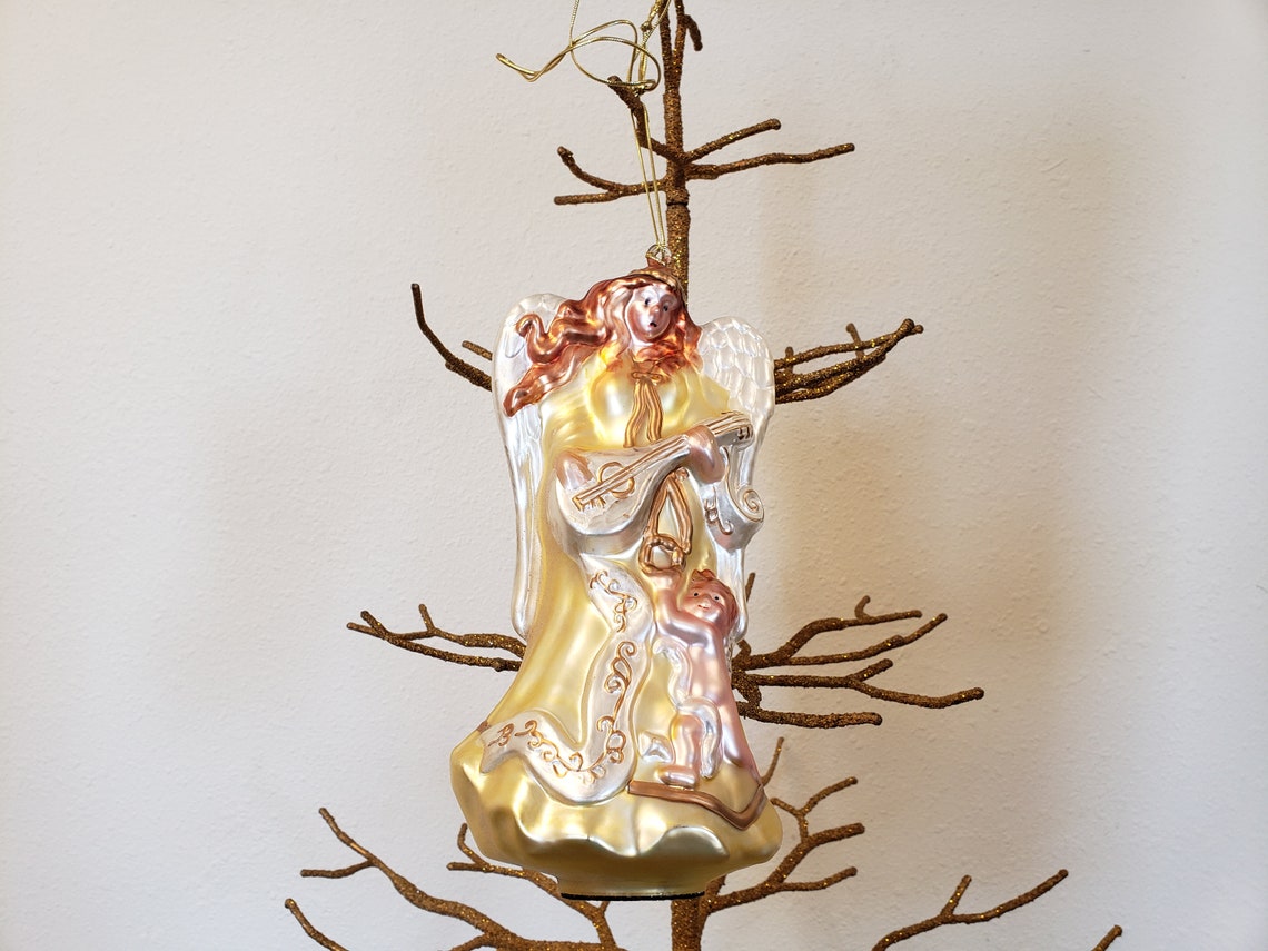 Large Blown Glass Angel Ornament / Christmas Tree Decor / 9 - Etsy
