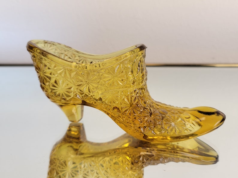 Fenton Amber Glass Shoe Daisy And Button Mid Century Usa Etsy