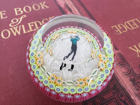 Perthshire Glass Paperweight Golfer Golfing / Scottish Art - Etsy