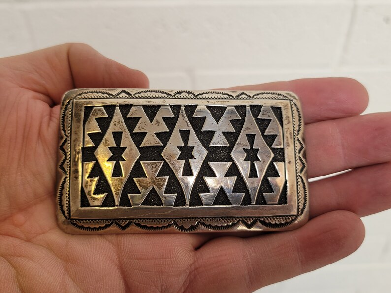 Thomas Singer Belt Buckle ~ Navajo Sterling Traditional Design ~ Men's ...