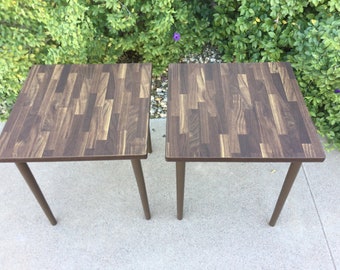 Wood Block Side Table - Etsy