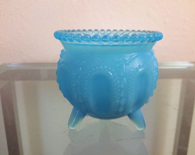 Blue Opalescent Footed Glass Toothpick Holder /home & Table - Etsy