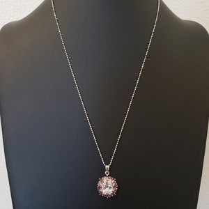 PJM Pink & White CZ Pendant Necklace / 925 Sterling Silver Necklace ...