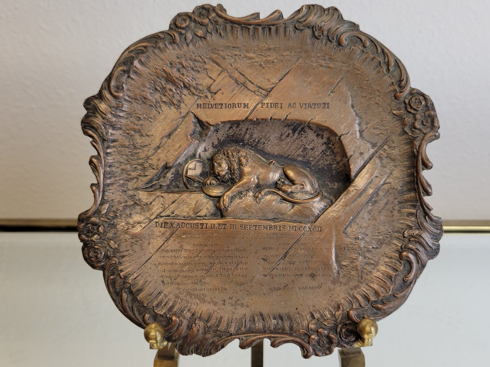 Antique Bronze Lion of Lucerne Plaque Tray / 1800's Swiss Art ...