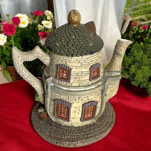 Hometown Teapot Cottages Figurines Set of 4 ~ Vintage Cottagecore Resin ...