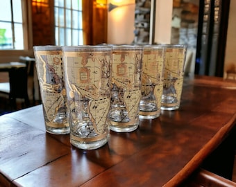 Cera Glass Old World Map Barware Old Fashioned Glasses Set of 3 Mid ...