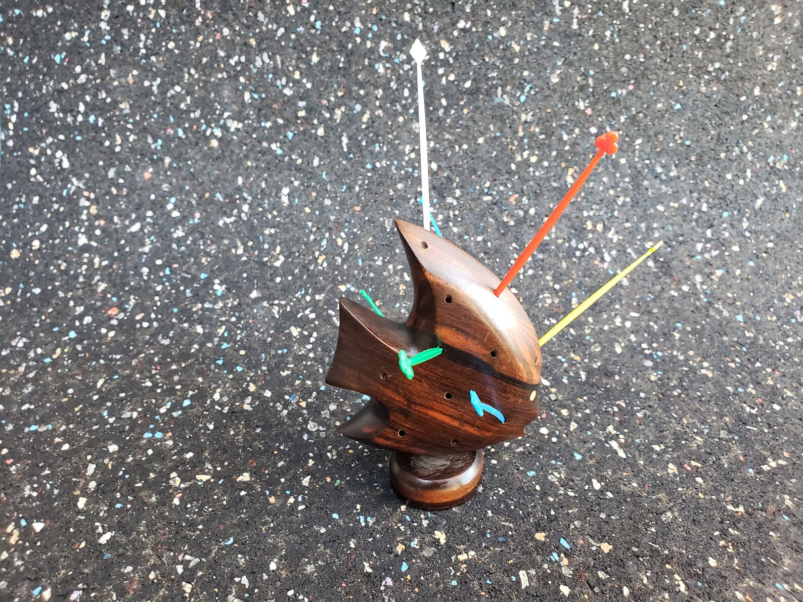 Rosewood Angel Fish Toothpick Holder / Hawaiian Tiki Bar / - Etsy