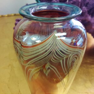 Marc Boutte Studio Art Glass Vase Iridescent Pale Magenta - Etsy