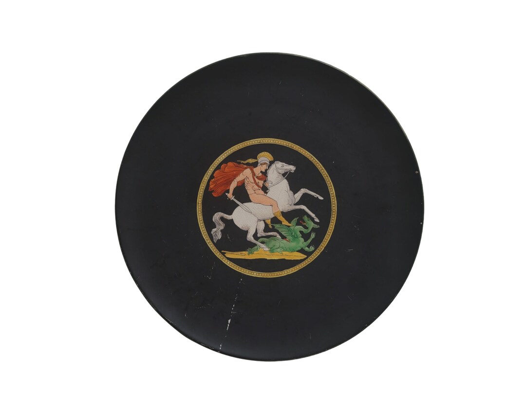 Antique English St George & the Dragon Basaltine Ware Plate ~ Victorian ...