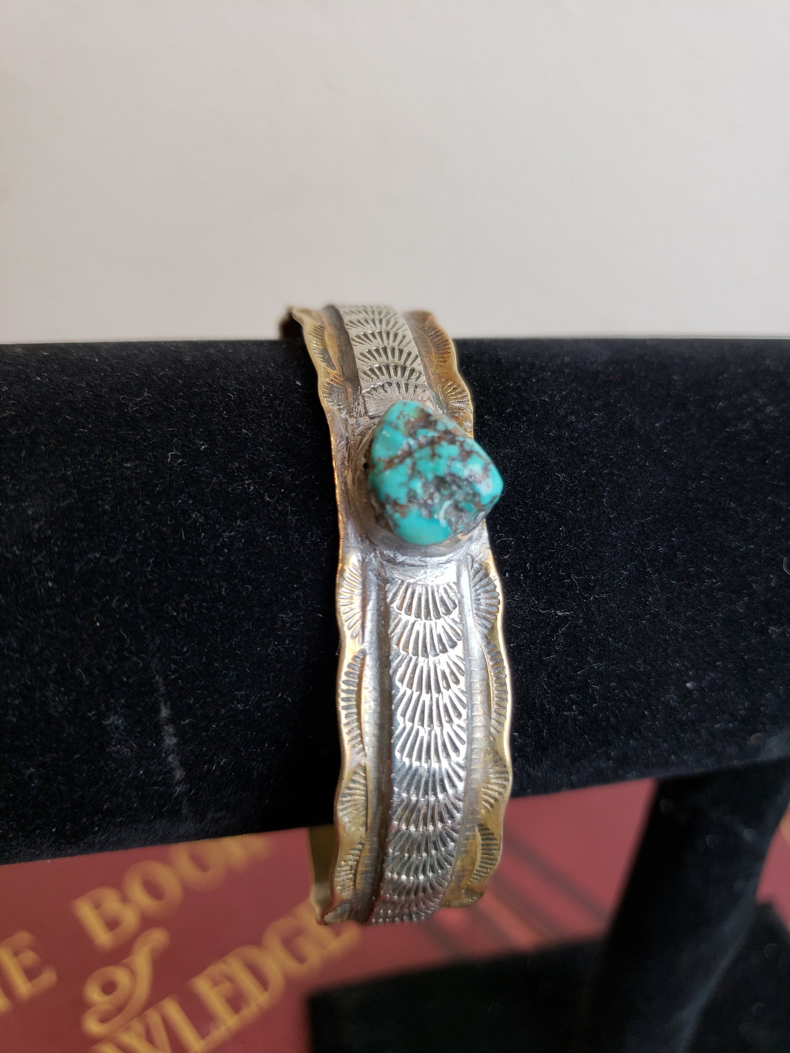 Hopi Turquoise Cuff Bracelet / Sterling Silver and Copper / - Etsy