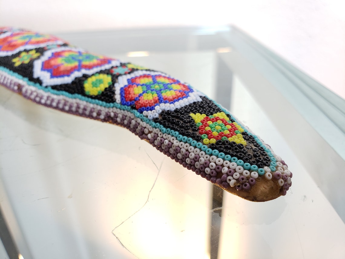 Huichol Beaded Snake Sculpture / Diamondback Rattlesnake | Etsy