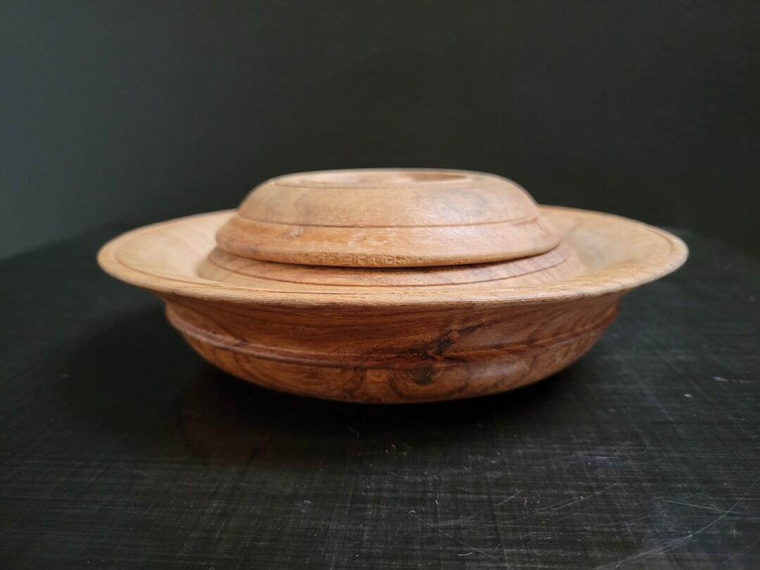 Handcrafted Wooden Bowl Made in India Round Lidded Bowl Boho Home Decor ...