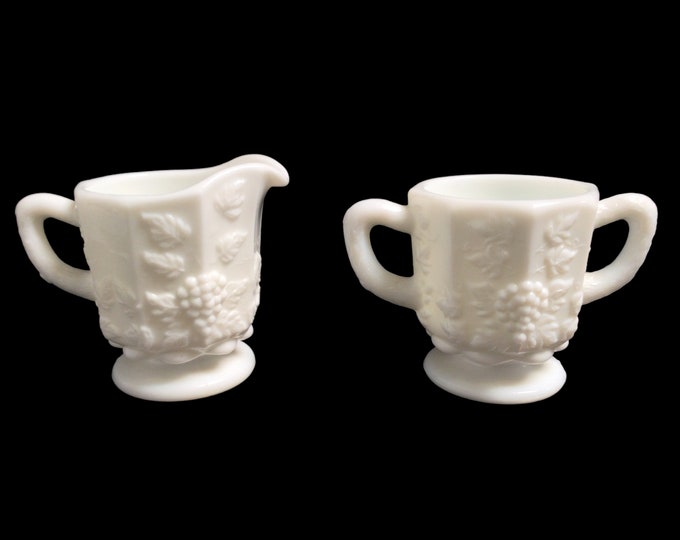 Westmoreland Milk Glass Open Sugar & Creamer Set Mid Century Grape ...