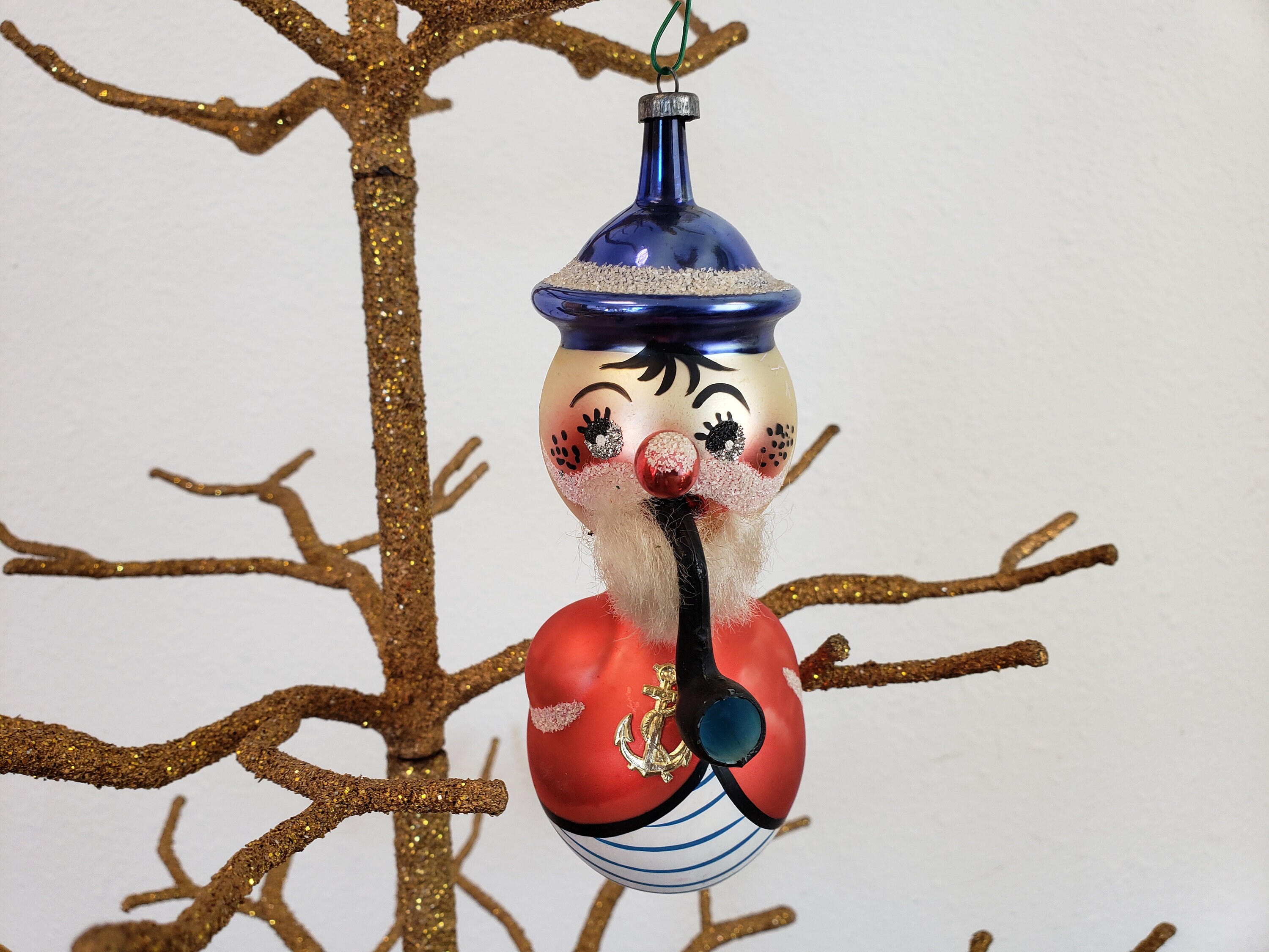 1940's Santa Claus Sailor Ornament / Mercury Glass Ornaments / Naval ...