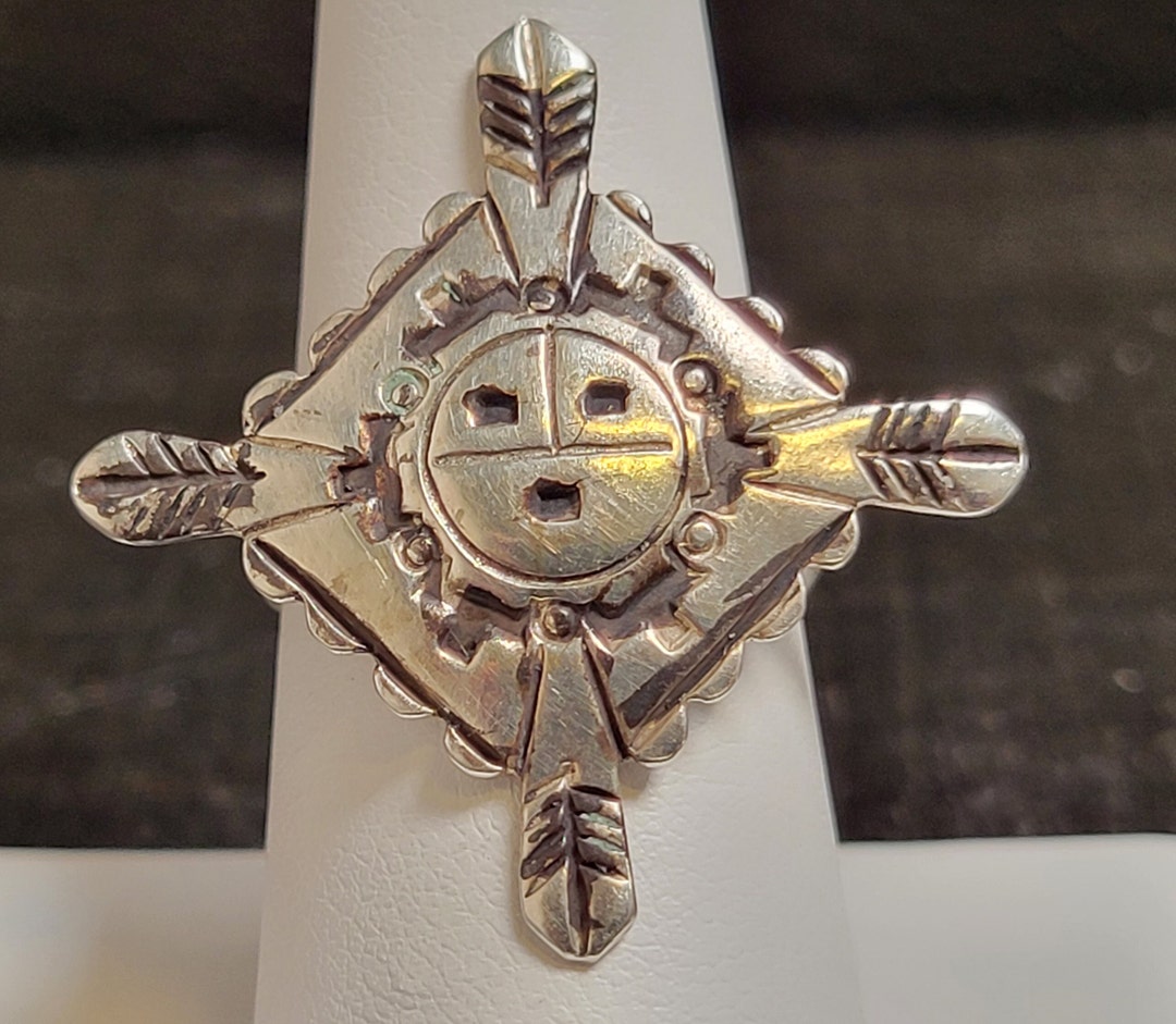 Zuni Sunface Ring ~ Sterling Silver Native American Hand Crafted ...