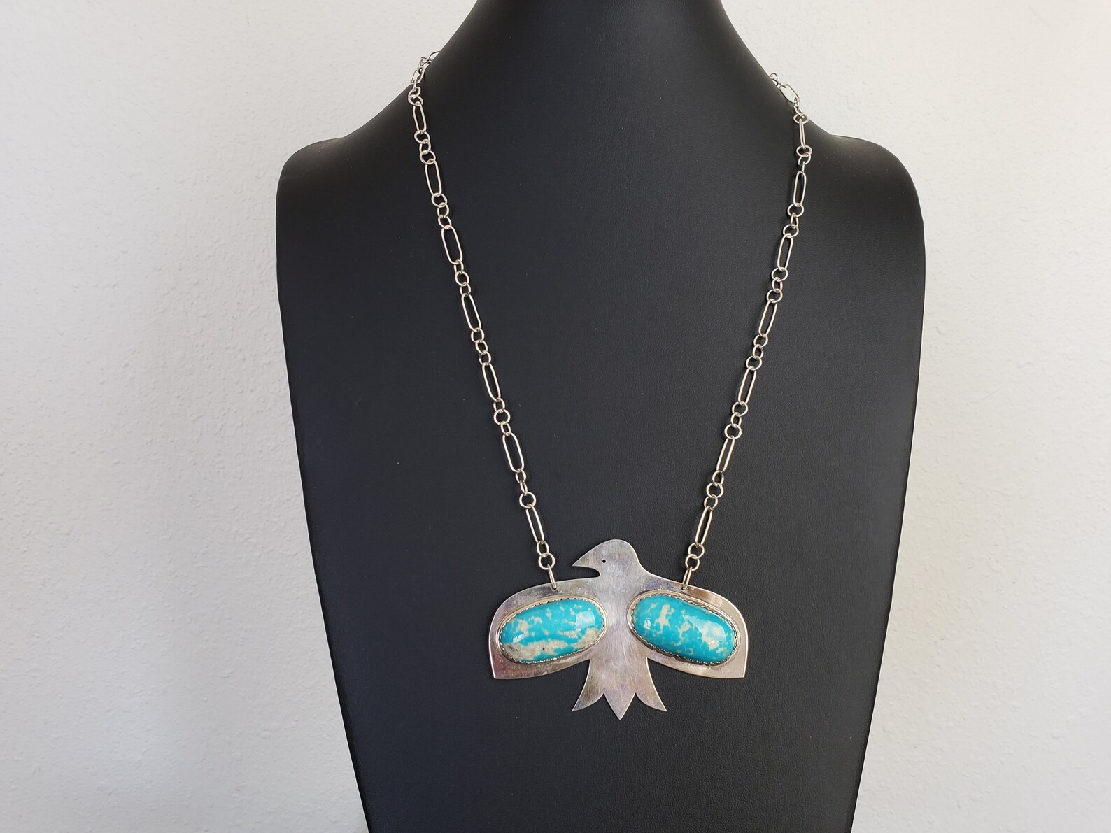 Large Turquoise Thunderbird Pendant Necklace / Native American - Etsy